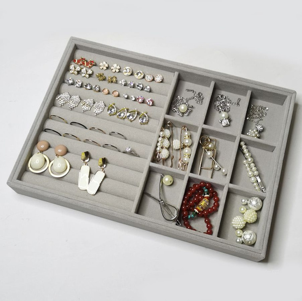 Шкатулка для украшений бархатная открытая, органайзер - подставка для ...