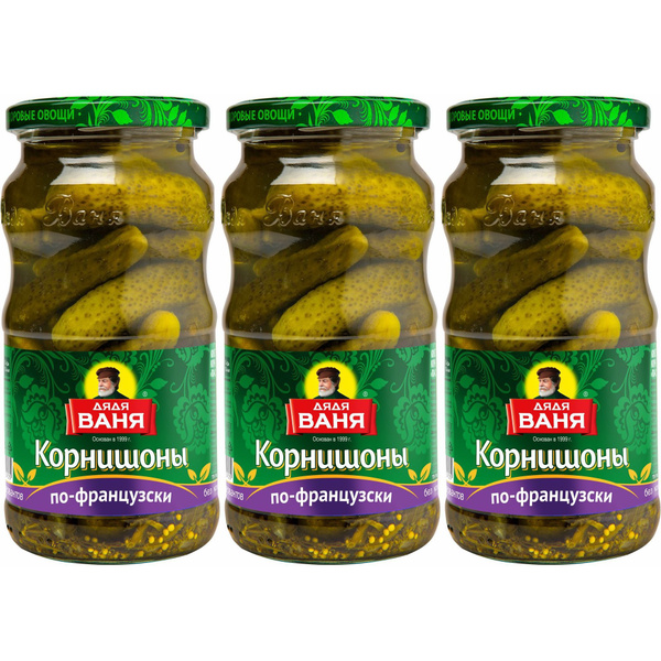 Огурцы Дядя Ваня Корнишоны по-французски маринованные 460 г, набор: 3 ...