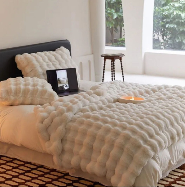 Покрывало Mency менси мех кубик 240x 220 см купить c доставкой на OZON ...