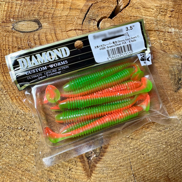 Силиконовая приманка для рыбалки Diamond S.I. Worm 3.5/ #488 Green ...