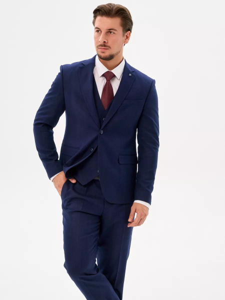 Костюм классический Мужской Daniel Tussi Вечерний/праздничный тройка, брючный темно-синий ...
