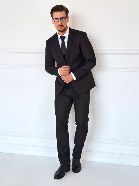 Костюм классический Мужской Daniel Tussi Вечерний/праздничный черный, размер 54 Шерсть, Вискоза ...