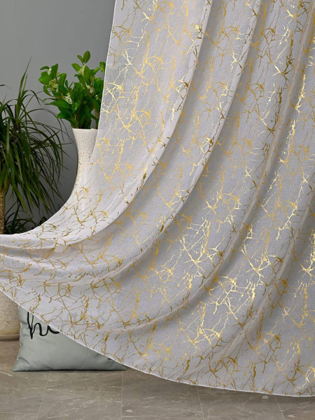 Kanif Home Тюль высота 240 см, ширина 600 см, золото купить на OZON по ...