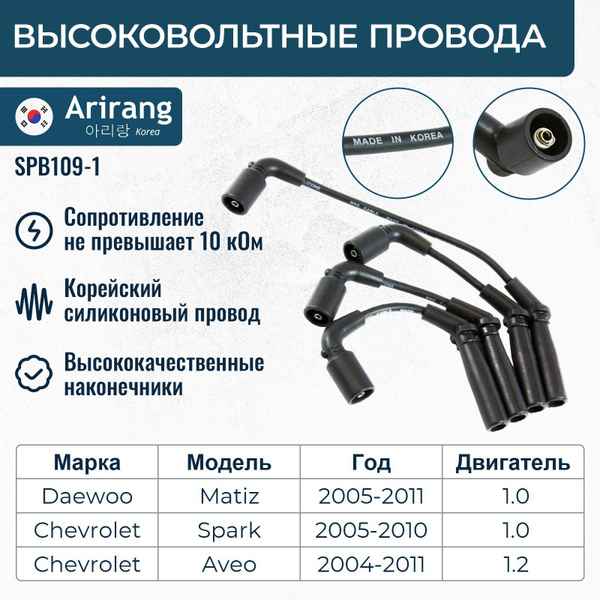 Высоковольтные провода Daewoo Matiz 1.0, Chevrolet Spark 1.0, Aveo 1.2 ...