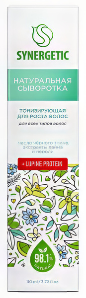 Сыворотка Synergetic Тонизирующая для роста волос, натуральная, для всех типов волос, 110 мл ...