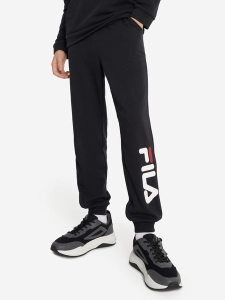 Брюки Мальчики Fila черный, черный графит Хлопок, Полиэстер Повседневный, размер 170, 176 Без ...