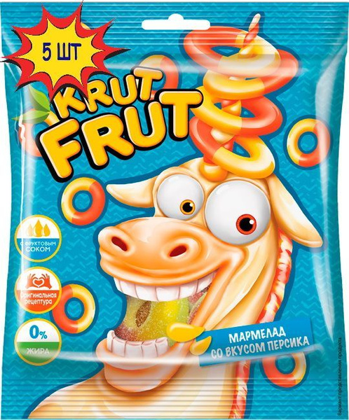 Мармелад жевательный Колечки со вкусом персика, 5 уп х 70 г KrutFrut купить на OZON по низкой ...
