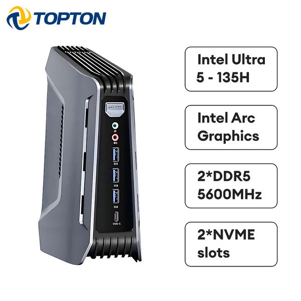 TOPTON Мини-ПК F12 (Intel Core Ultra 5 135H, RAM Отсутствует, Intel Arc Graphics, Windows 11 Pro ...