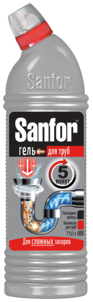 Характеристики Гель Sanfor 5 минут для труб, для сложных засоров, 1 кг подробное описание товара ...