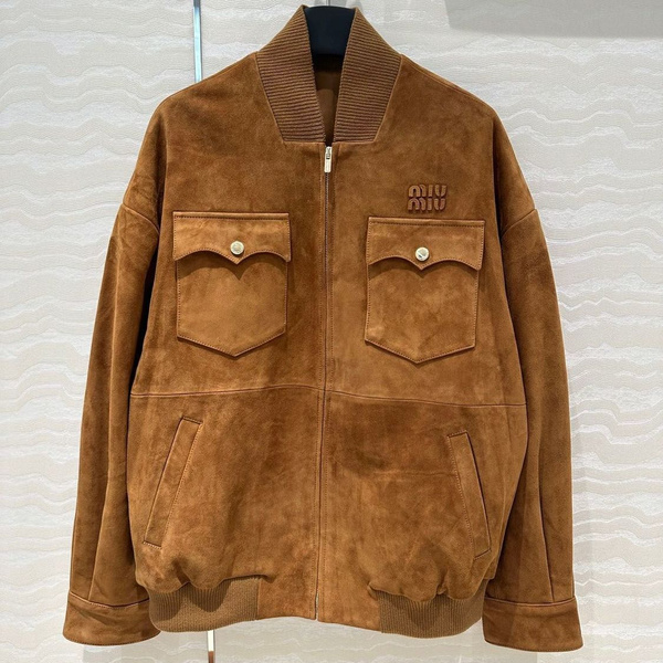 Куртка Женский Miu Miu коричневый V образный Хлопок размер 46 Без