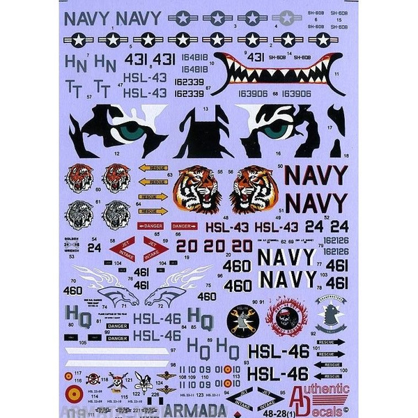 Декаль Sikorsky SH-60B Sea Hawk (3 листа) 1/48 AD 48-28 Authentic ...