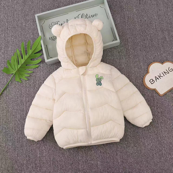 Куртка Мальчики, Девочки THANHDAT белый Полиэстер, размер 92, 98 Длинный Демисезон оверсайз ...