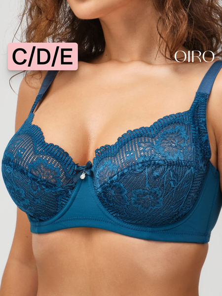Бюстгальтер Женский OIRO на косточках, с мягкой чашкой, размер 90E изумрудный меланж Полиамид ...