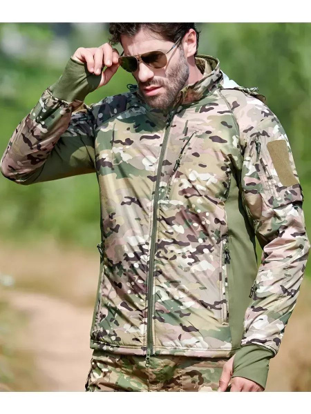 Куртка Мужской Ашраф Значки, Светоотражающие элементы милитари капюшон Softshell, размер 54, 56 ...