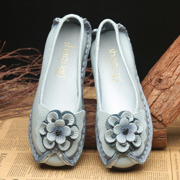 Балетки Женский Натуральная кожа размер 41 R средняя Китай с открытым носом Аппликация