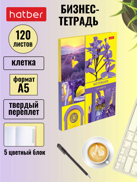 Бизнес-тетрадь в твердом переплете Hatber 120 листов 5-цветный блок клетка -В мире грез- купить ...