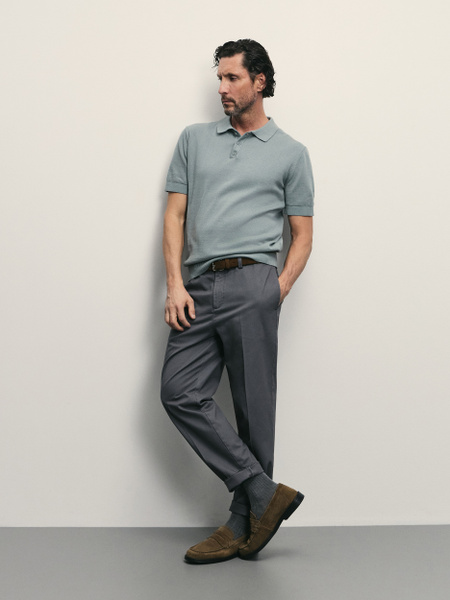 Брюки Мужской Zarina зауженные темно-серый Хлопок Повседневный, размер 54 Молния облегающий ...