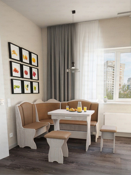 Кухонный уголок, 150x110x92 см, угловой диван с ящиками для хранения ...