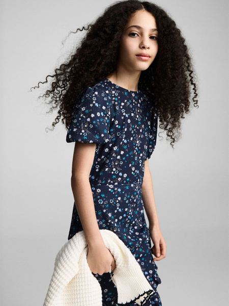 Платье Девочки MANGO Kids синий Полиэстер, Эластан, размер 152 купить c доставкой на OZON по ...