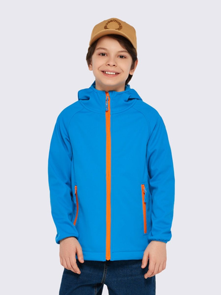 Ветровка Девочки, Мальчики OLDOS Карманы, Капюшон голубой капюшон Softshell, размер 116 Длинный ...
