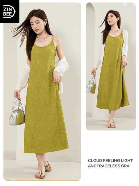 Платье Женский ZinBee зеленый Повседневный Без рукавов Политекс, Поролон, размер 44 Эластичная ...