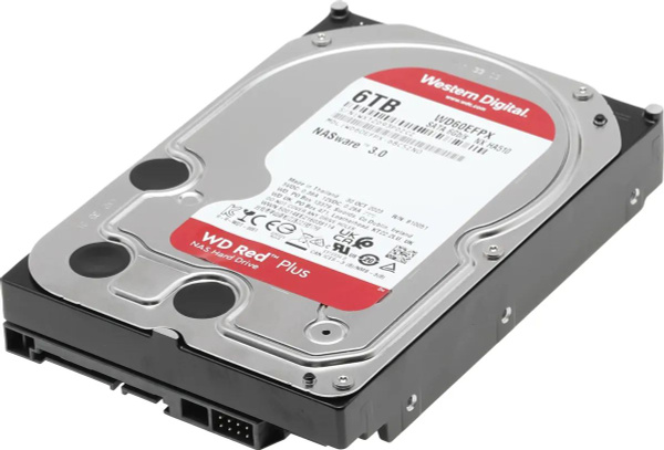 Жесткий диск WD Red Plus WD60EFPX, 6ТБ, HDD, SATA III, 3.5" Внутренний ...