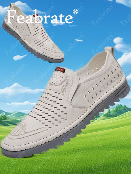 Мокасины Мужской Feabrate белый, размер 44 Без застёжки Перфорация Лето Круглый нос купить c ...