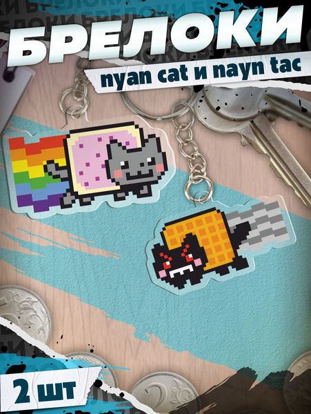 Брелок для ключей акриловый Нян кэт Nyan Cat Cutecore y2k купить на ...