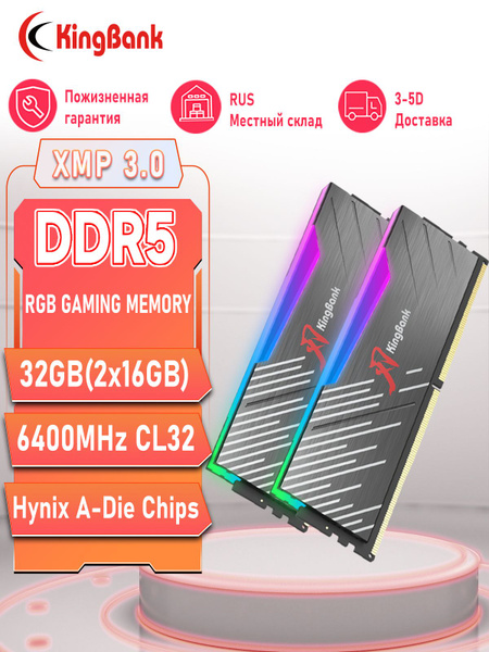 Модуль оперативной памяти KingBank 16 ГБ DDR5 PC51200 6400 MHz CL 32 (K5.01.FLA5FD9401) купить c ...
