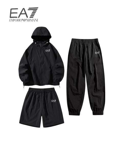 Костюм спортивный Мужской, Женский EA7 Повседневный тройка черный, размер 46, 48 Бифлекс Другое ...