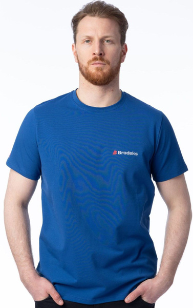 Футболка Мужской BRODEKS синий Короткий, размер 50, 52 Хлопок, Эластан Логотип прямой Спортивный ...