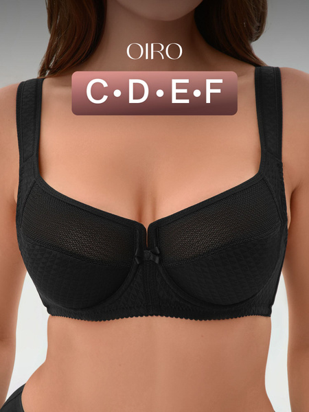 Бюстгальтер Женский OIRO мягкая чашка на каркасе, на косточках, размер 80D черный матовый Нейлон ...