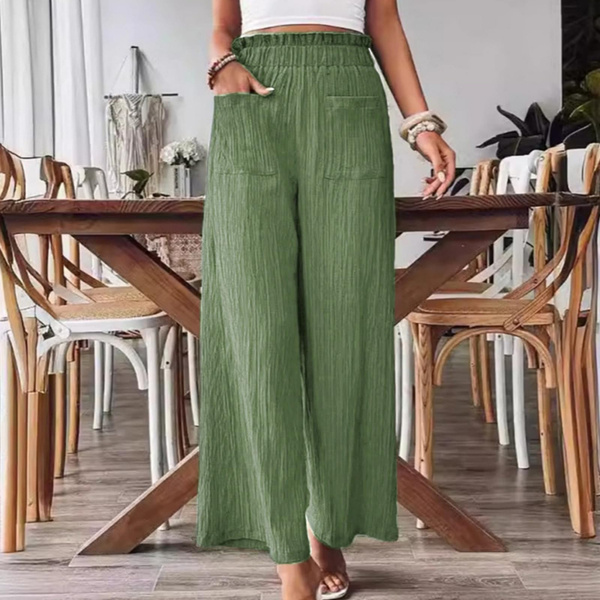 Брюки Женский YIFU HOME зеленый Лавсан Повседневный, размер 54 Эластичная облегающий Лето Китай ...