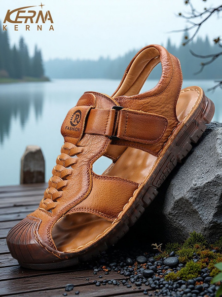 Сандалии Мужской KERNA, размер 41 Воловья кожа Легкая модель D Лето Россия Без застёжки Бахрома ...