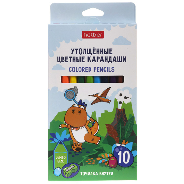 Карандаши цветные утолщенные "JUMBO" 12 цветов + точилка, шестигранные, заточенные купить на ...