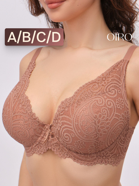 Бюстгальтер Женский OIRO, размер 95D кофе Полиамид, Эластан Повседневный Китай Крючки ...