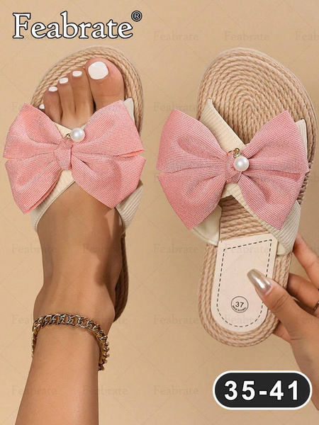 Шлепанцы Женский Feabrate, размер 41 Текстиль Круглый нос, Маломерит T (узкая) Без застёжки Лето ...