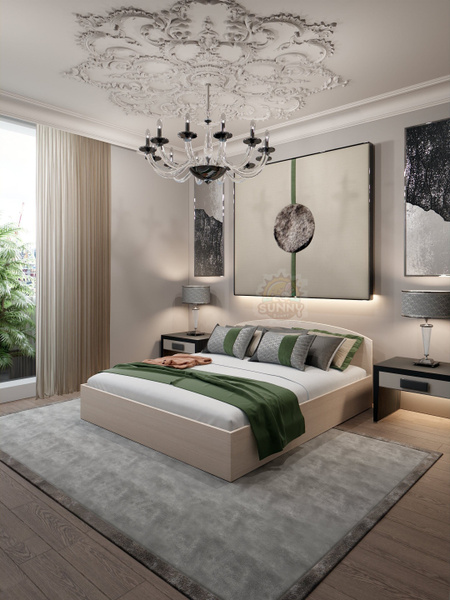 Двуспальная кровать Барокко 180х190 см, с подъемным механизмом, (МАТРАС-SLEEP FLEX S), ЛДСП (Дуб ...