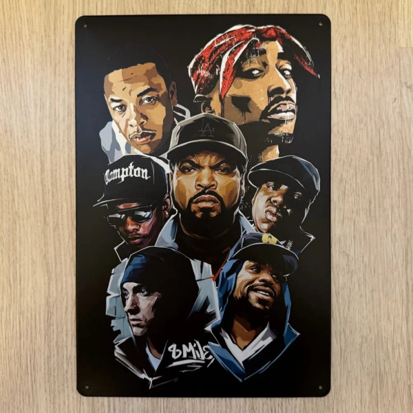 Табличка металлическая интерьерная Рэп Rap Eminem Method Man 2Pac Dr ...