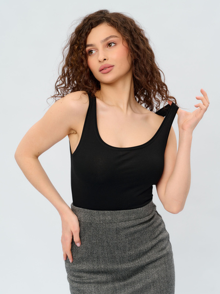 Майка Женский RIDAN'S черный, размер 52 Без рукавов Хлопок, Эластан Повседневный Китай ...