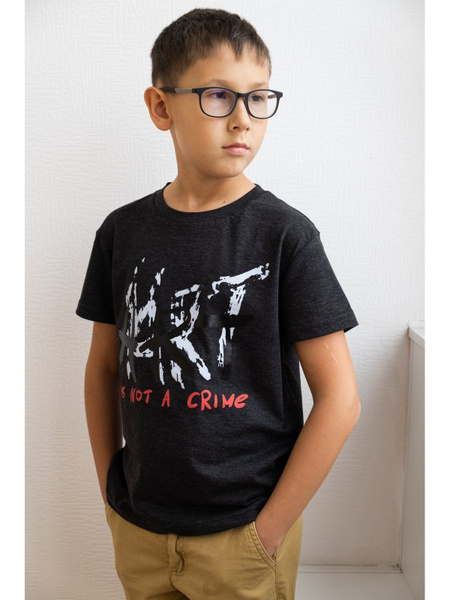 Футболка STELLA MODA, размер 164, цвет темно-серый, 100% хлопок - купить по выгодной цене в ...