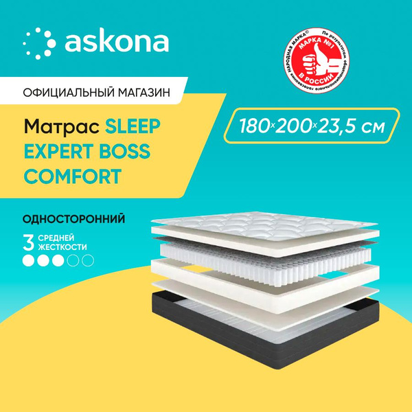 Матрас ASKONA Sleep Expert Boss Comfort, Независимые пружины, 180 - купить по выгодной цене в ...
