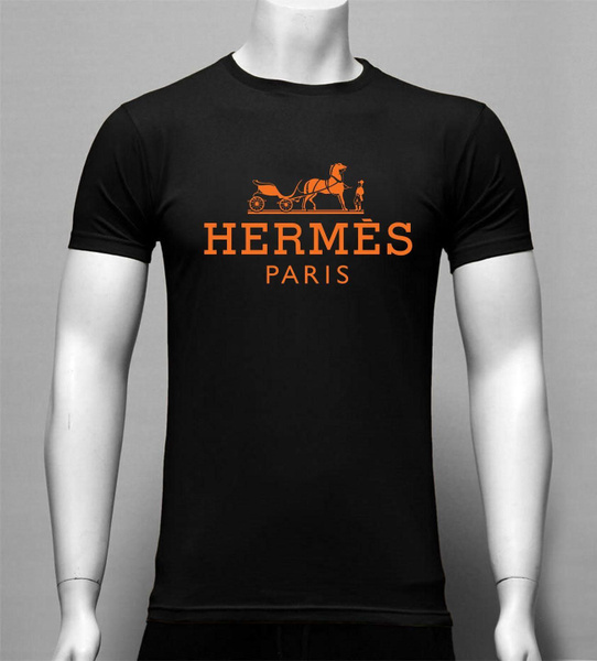 Футболка Hermes, размер 50, цвет черный каменный, 95% хлопка, 5% ...