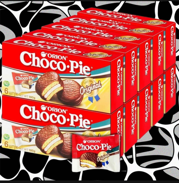 Пирожное Чоко Пай бисквитное Orion Choco Pie 6 шт в упак 180 г по 10