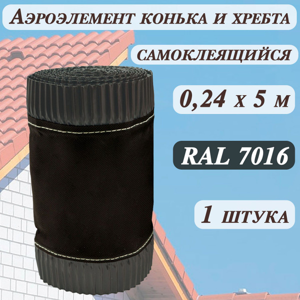 Аэроэлемент 1 ШТУКA конька и хребта ( 0,24х5 м ) лента коньковая ...