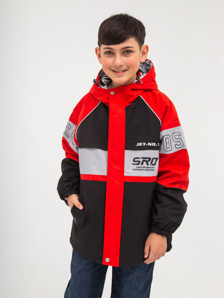 Куртка Мальчики CHUN QIU BAO Капюшон, Карманы красный Полиэстер, размер ...