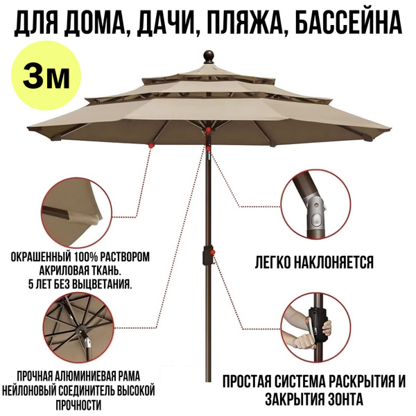 Садовый зонт House&VA, высота 248 см купить по низкой цене с доставкой ...