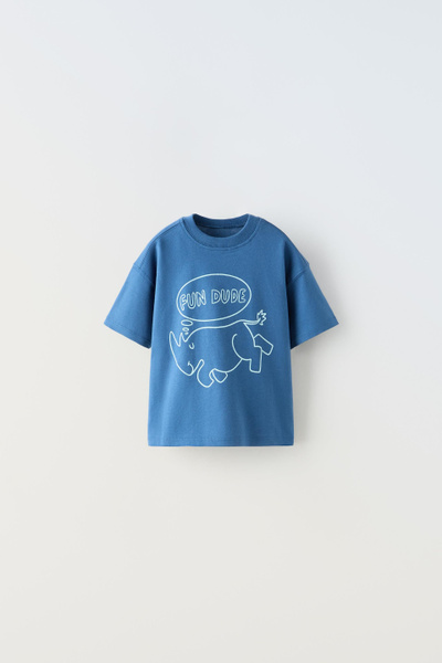 Футболка Zara, размер 116, цвет синий, 100% хлопок - купить по выгодной цене в интернет-магазине ...