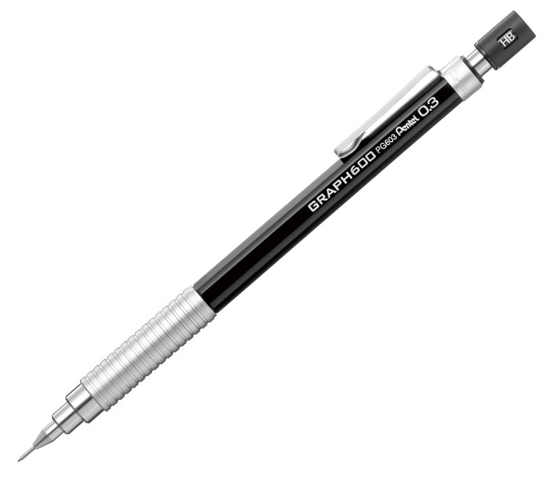 Механический карандаш PENTEL GRAPH 600 PG603-A BLACK 0.3 мм черный ...