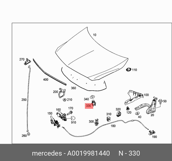 Упор капота Mercedes A 001 998 14 40 купить на OZON по низкой цене ...